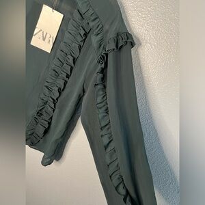Zara | Tops | Zara Green Ruffle Top | Poshmark
